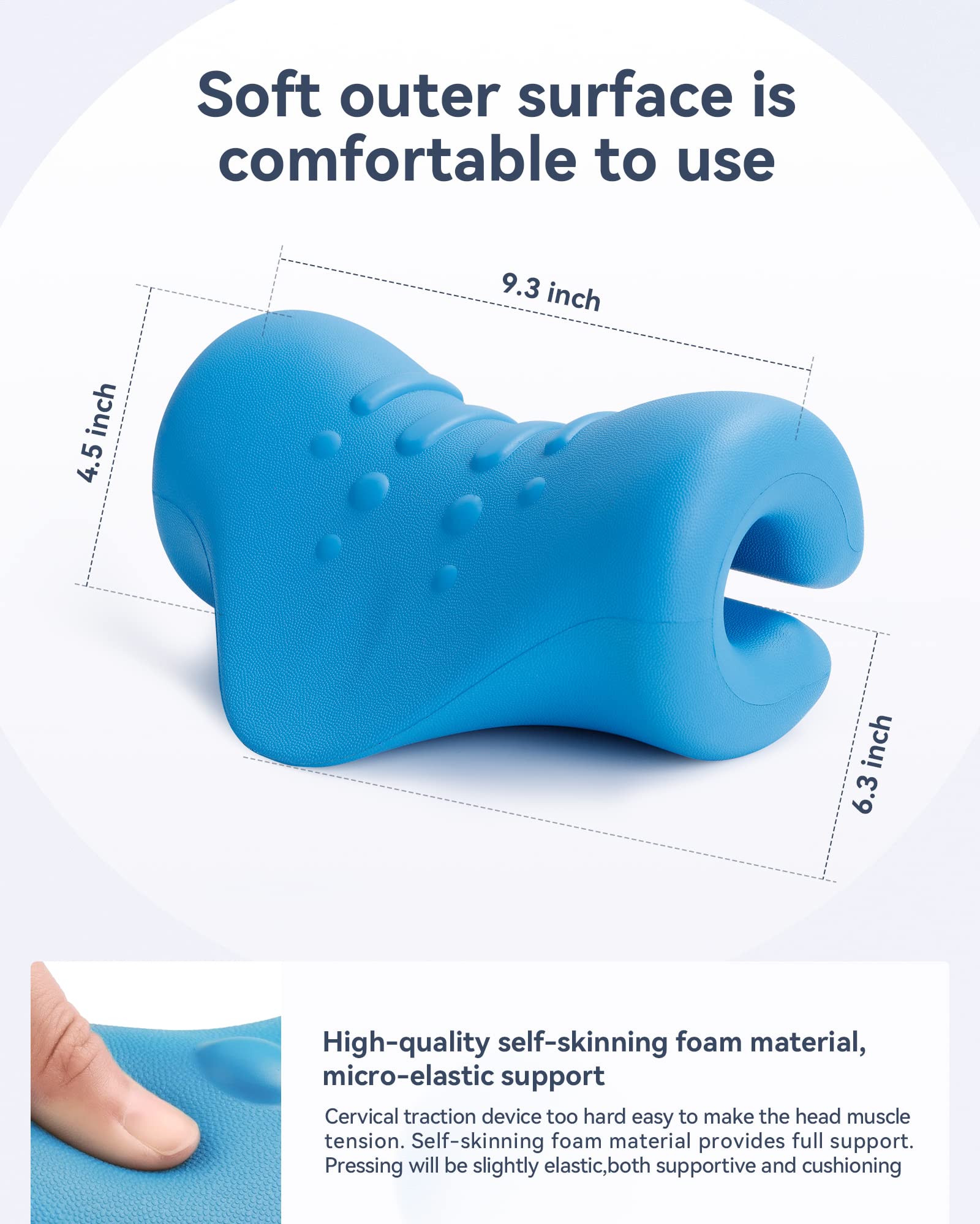 BLABOK Neck Stretcher Neck and Shoulder Relaxer,Portable Cervical Traction Device Neck Stretcher,Neck Posture Corrector Chiropractic Pillow for TMJ Pain Relief and Cervical Spine Alignment-Blue