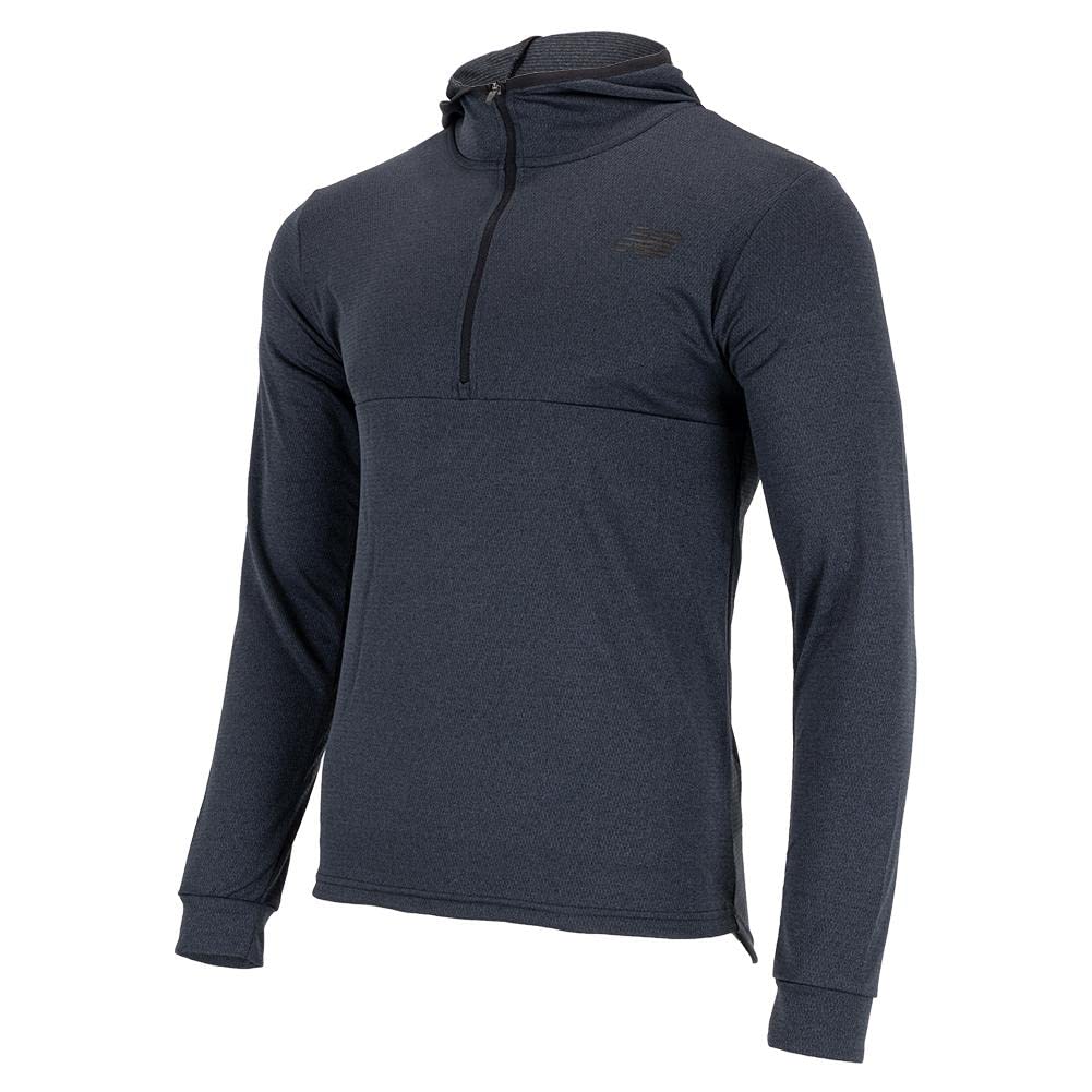New Balance Men's Tenacity Hooded Quarter Zip 22, Black, Large