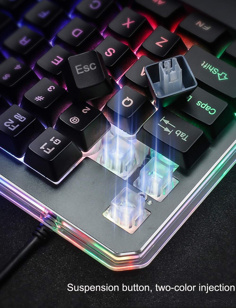 HiGOGO G40 Wired 35 Keys One-Handed Gaming Keypad Rainbow LED Backlight with Large Wrist Pad Membrane Keyboard (Sliver)