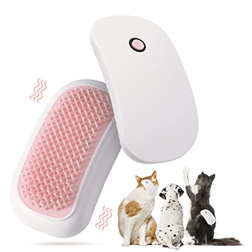 Fuigarry 2 Packs Electric Massage Cat Brushes, Hand-Held Portable Vibration Pet Brushes, Remove Loose Hair of Cats and Dogs and Sort out Tangles, Suitable for Pet Massage and Cat & Dog Play Toys. (Pink)