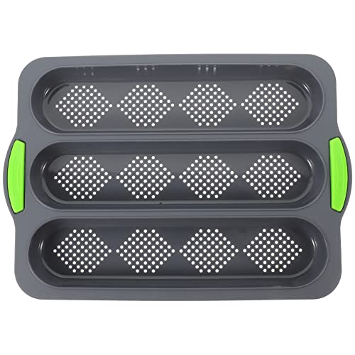CALLARON Baking Pan Silicone Baguettes Pan Nonstick 3 Wave Loaves French Toast Bread Baking Tray Loaf Mold Pan for DIY Making Breadstick Cake Kitchen Baking Mould Supplies Baking Pans