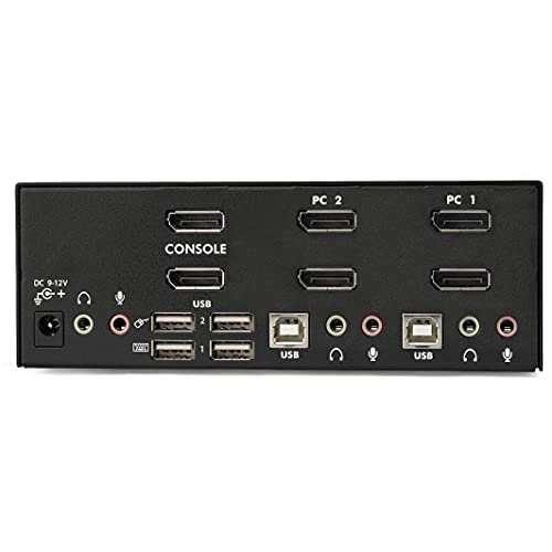 StarTech.com Dual Monitor DisplayPort KVM Switch - 2 Port - USB 2.0 Hub - Audio and Microphone - DP KVM Switch , TAA (SV231DPDDUA)