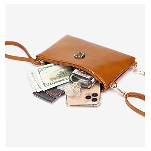 Belsmi Small Crossbody Cell Phone Purse for Women, Mini Messenger RFID Blocking Travel Shoulder Handbag Leather Wallet (Red)