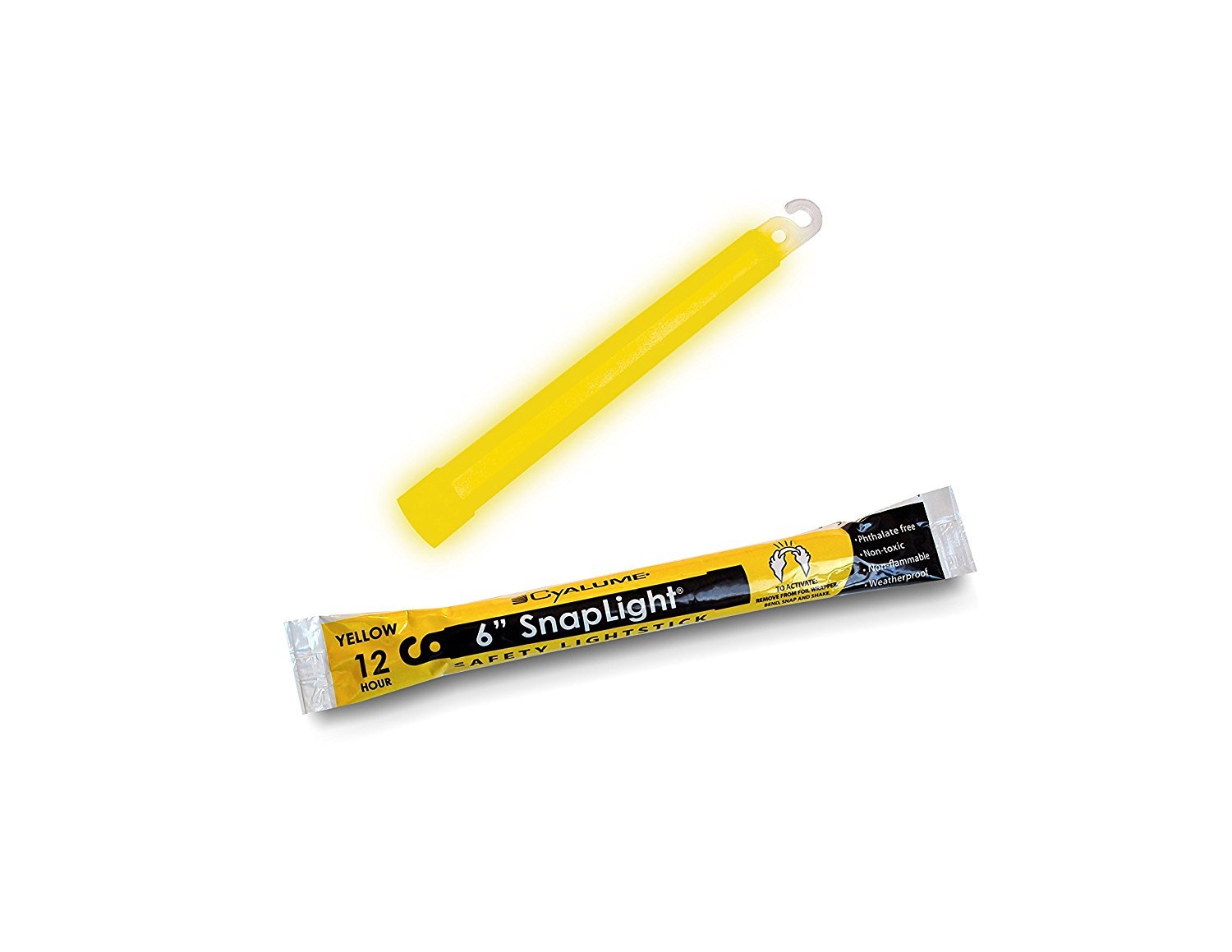 Cyalume Yellow Emergency Glow Sticks - Premium 6â SnapLight Survival Glow Sticks with 8 Hour Duration for Use as Emergency Flares and Hiking Safety Gear (Bulk Pack of 30 Safety Glow Sticks)