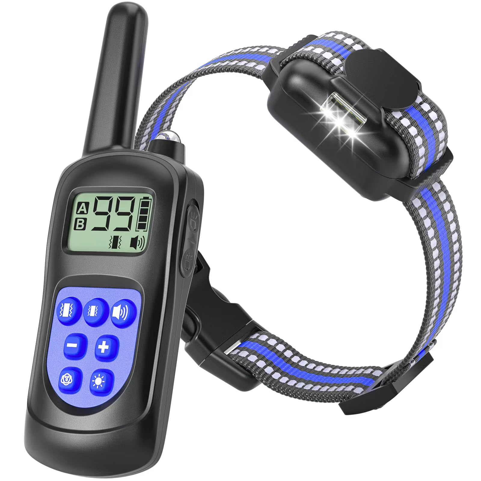 Brapezie Dog Training Collar No Shock, 2000ft Range Vibrating Dog Collar, IPX7 Waterproof Vibration Collar for Dogs, No Shock Dog Collar with Remote for 20-120 lbs All Breeds(Blue)