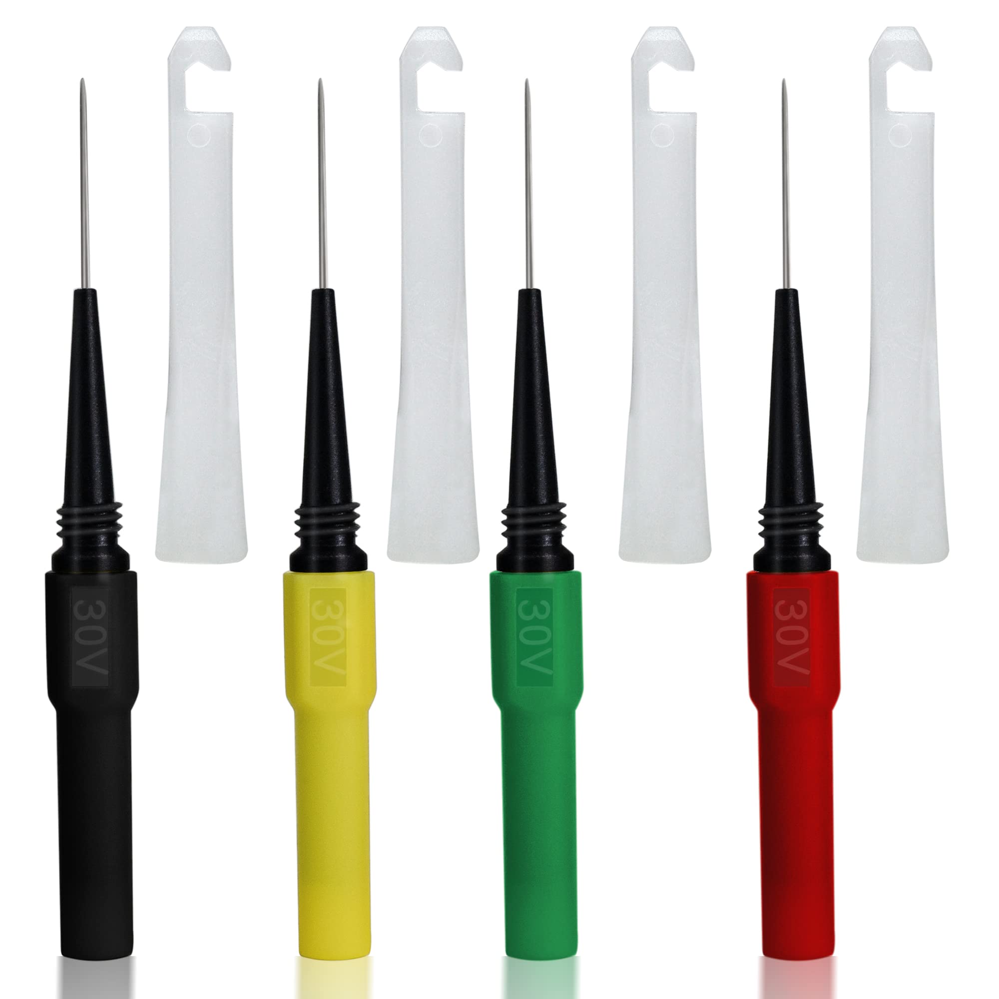 BOCEUC Piercing Clip Test Probe, 0.7mm Test Probe Pins, Non-Destructive Insulation Wire Piercing Needle, Piercing Probes Set for Banana Socket Plug Car Tester (4 Pcs)
