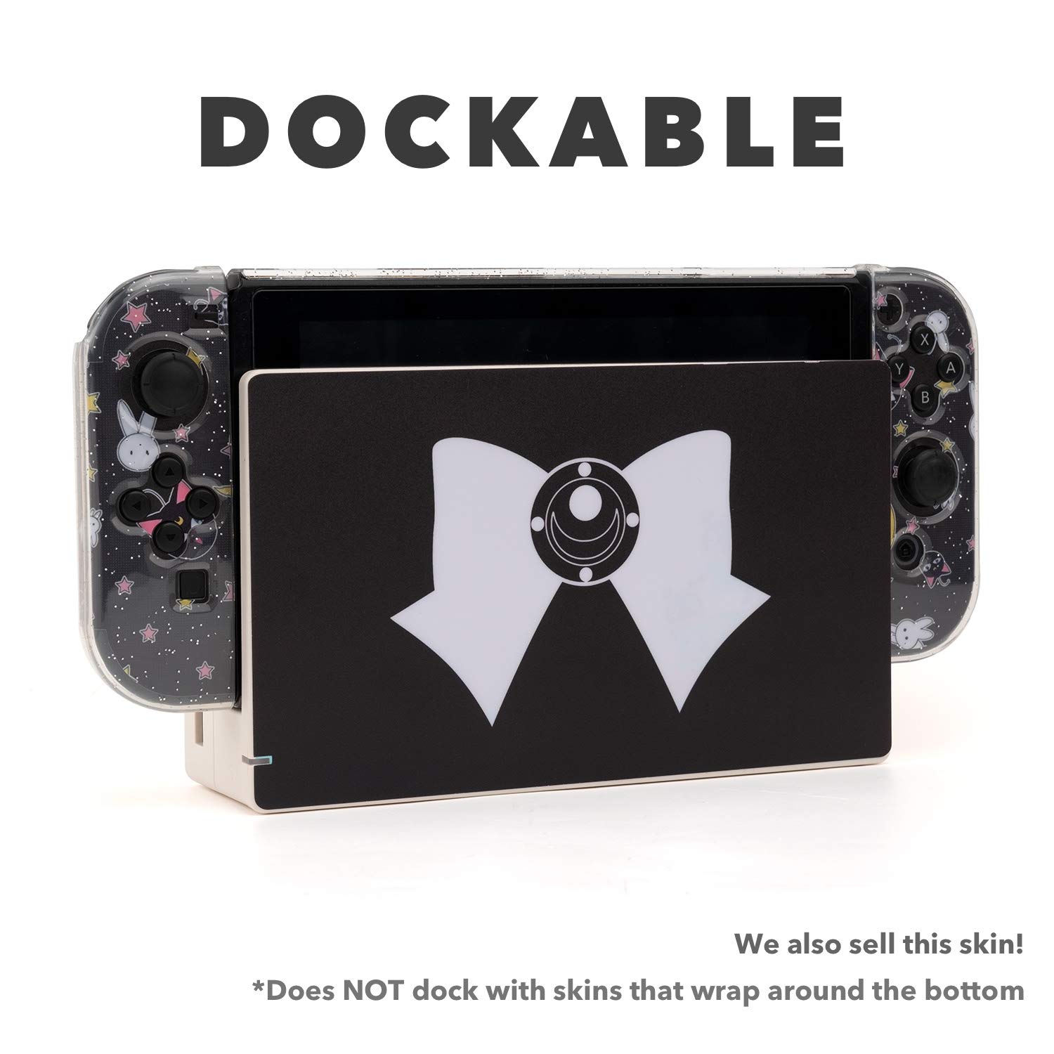 BelugaDesign Glitter Clear Switch Case | Shell Compatible with Nintendo Switch Standard | Dockable Crystal Protective Cover (White Clear)