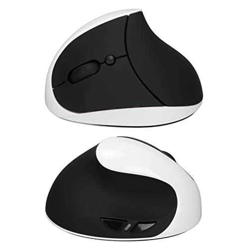 ASHATA Left Vertical Ergonomic Mouse,Left Handed Vertical Mouse 800 1200 1600 DPI Adjustable 2.4G Wireless Rechargeable Mouse with USB Adapter,for Laptop PC Tablet(Black White)