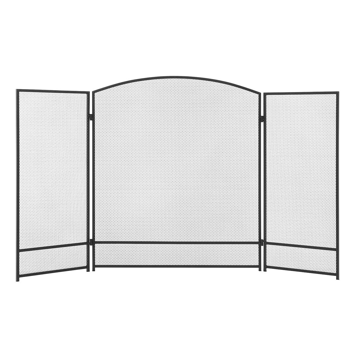 Barton 40x30 Fireplace Screen Black Mesh 3 Panel Fire Door Freestanding Cover Decorative Spark Guard Gate Grate