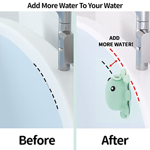 Bathtub Overflow Drain Cover Tub - Silicone Bathroom Overflow Drain Cover, Bath Tub Overflow Cover, Bathroom Spa Accessories, Adds Inches of Water for Deeper&Warmer Bath,Aqua Green