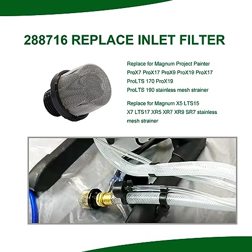 Brlyeeanze 288716 Airless Paint Sprayer Inlet Strainer Compatible with Magnum X5 LTS15 X7 LTS17 ProX9 ProX19 ProX17 ProLTS170 Airless Paint Spray Gun 3/4 Inch Thread Inlet Strainer (4 Pack)