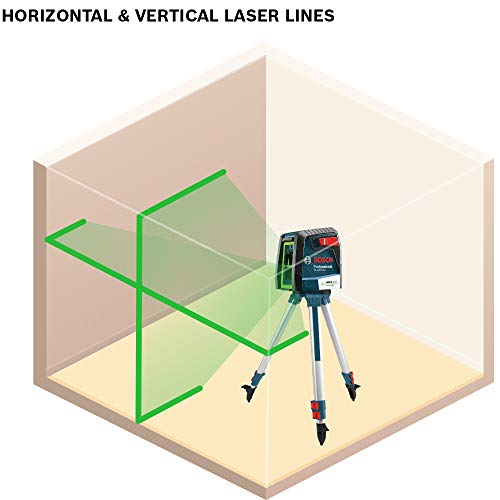 Bosch GLL40-20G 40ft Green-Beam Self-Leveling Cross-Line Laser with VisiMax Technology, 360 Degree Flexible Mounting Device and Carrying Pouch