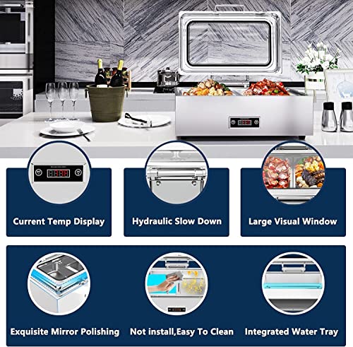 Electric Chafing Dishes - Stainless Steel Buffet Servers 9QT Food Warmer Commercial Chafing Dishes Temp Display Stainless Clear Lid&Handle for Catering (Steel A)
