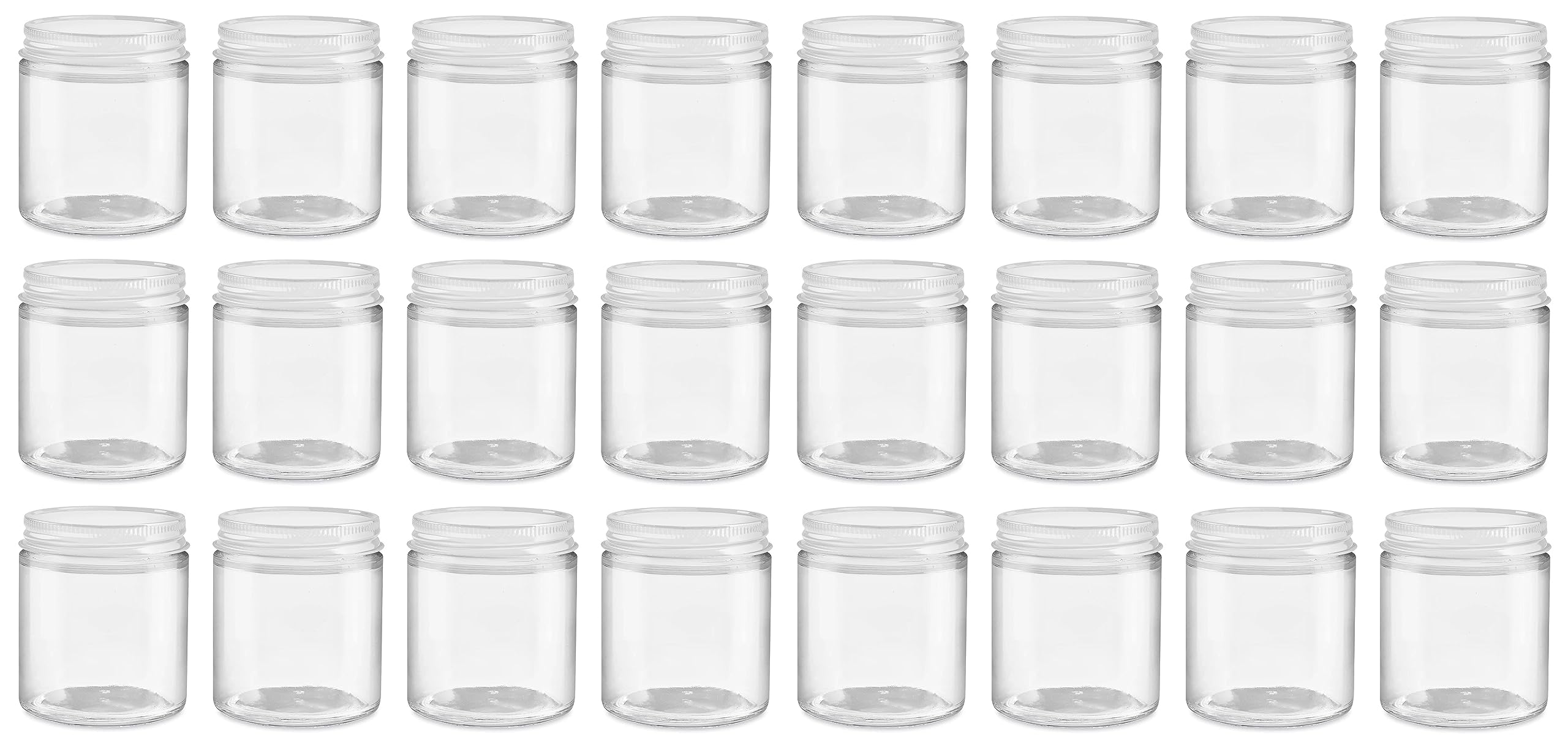 North Mountain Supply 4 Ounce Clear Glass Straight Sided Mason Canning Jars - With 58mm White Metal Lids - Case of 24