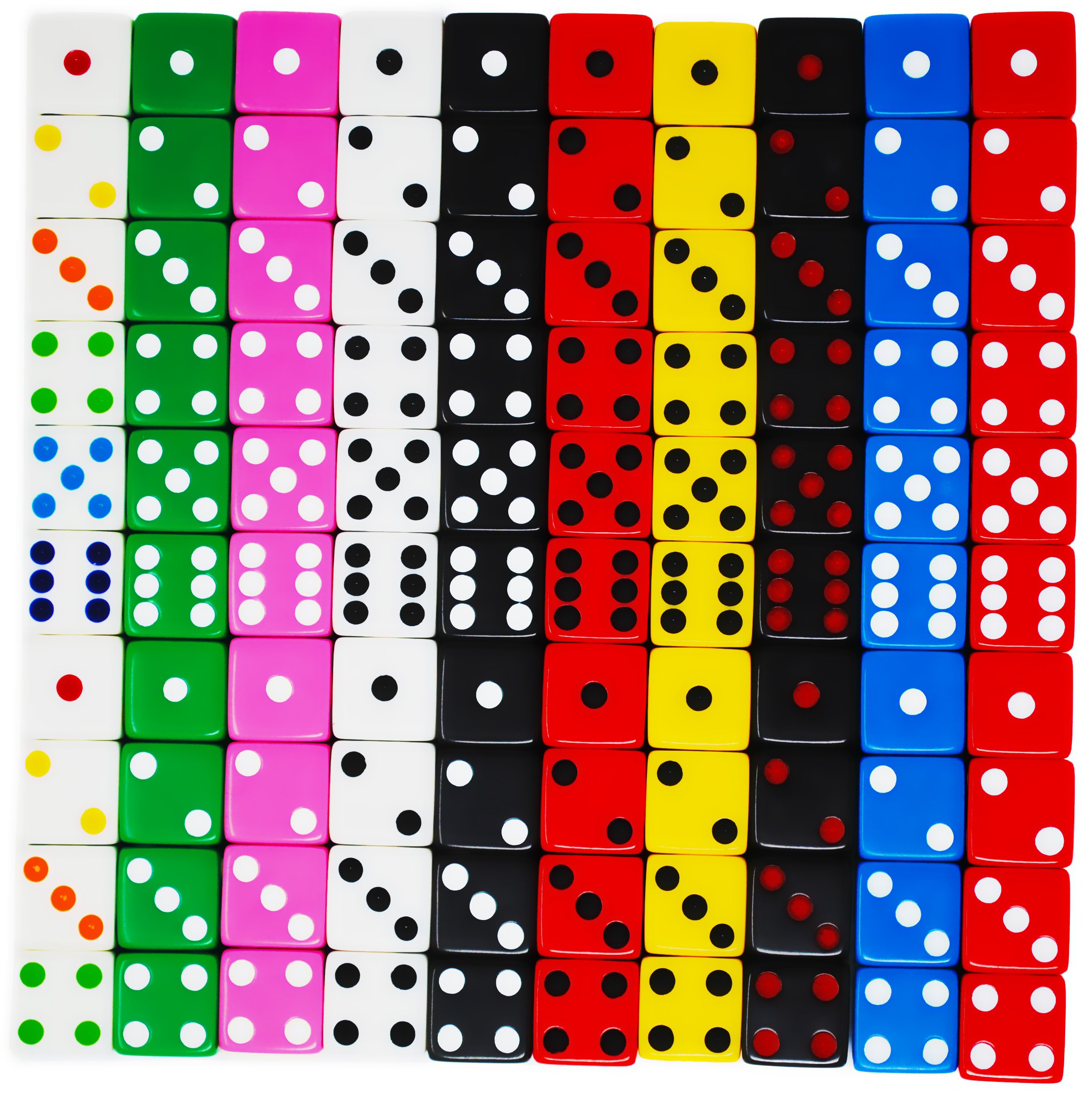 Hobby Monsters 100-Piece 16 mm Assorted Dice for Family Game Night and Teaching Math