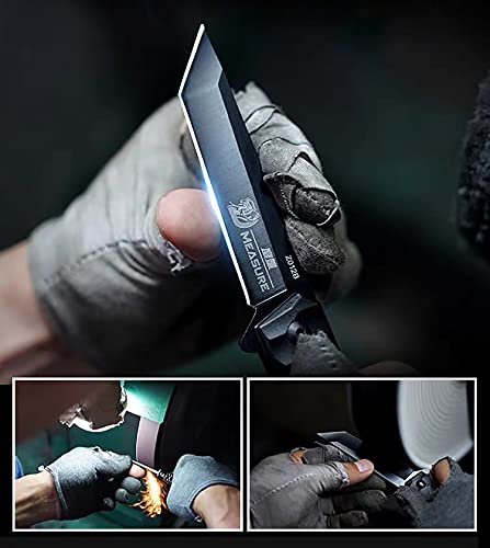Carimee EDC Knife- 3.7 inch Pocket Knife Tanto point- Black Aluminum Alloy Handle, for Outdoor/Camping/BBQ