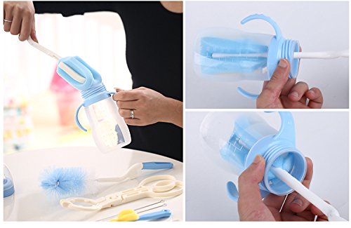 Honbay Bottle Brush Cleaner Kit with Teat Cleaner and Straw Brushes 360 Degree Rotating 5 PCS Within One Set Comes in Different Size selections - Random Color