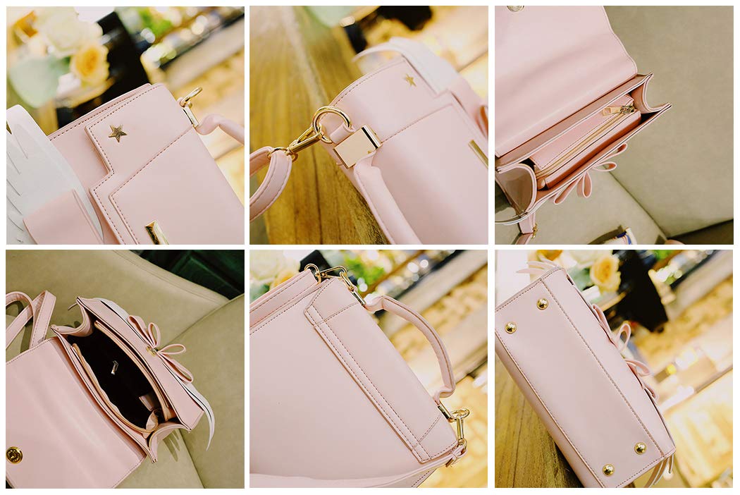 JHVYF Women's Cute Wings Bow Top Handle Cross Body Shoulder Bags Girls Kawaii Handbag Pink 354343