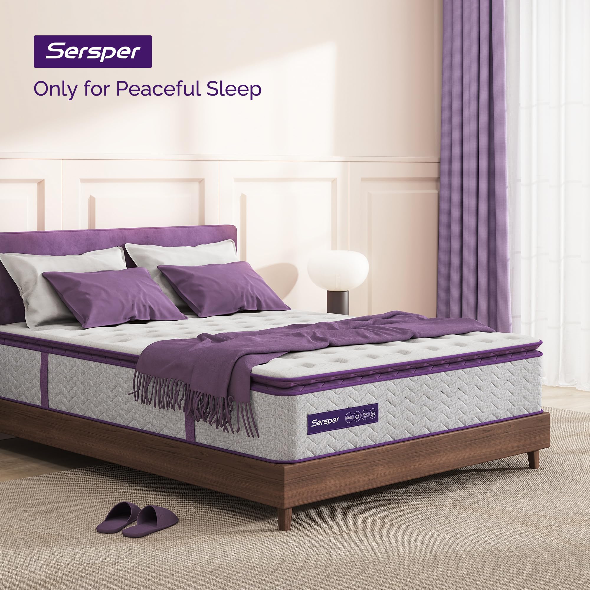 Sersper 10 Inch Memory Foam Hybrid Pillow Top Full Mattress - 5-Zone Pocket Innersprings Motion Isolation - Heavier Coils for Durable Support - Medium Firm - R&D in North America