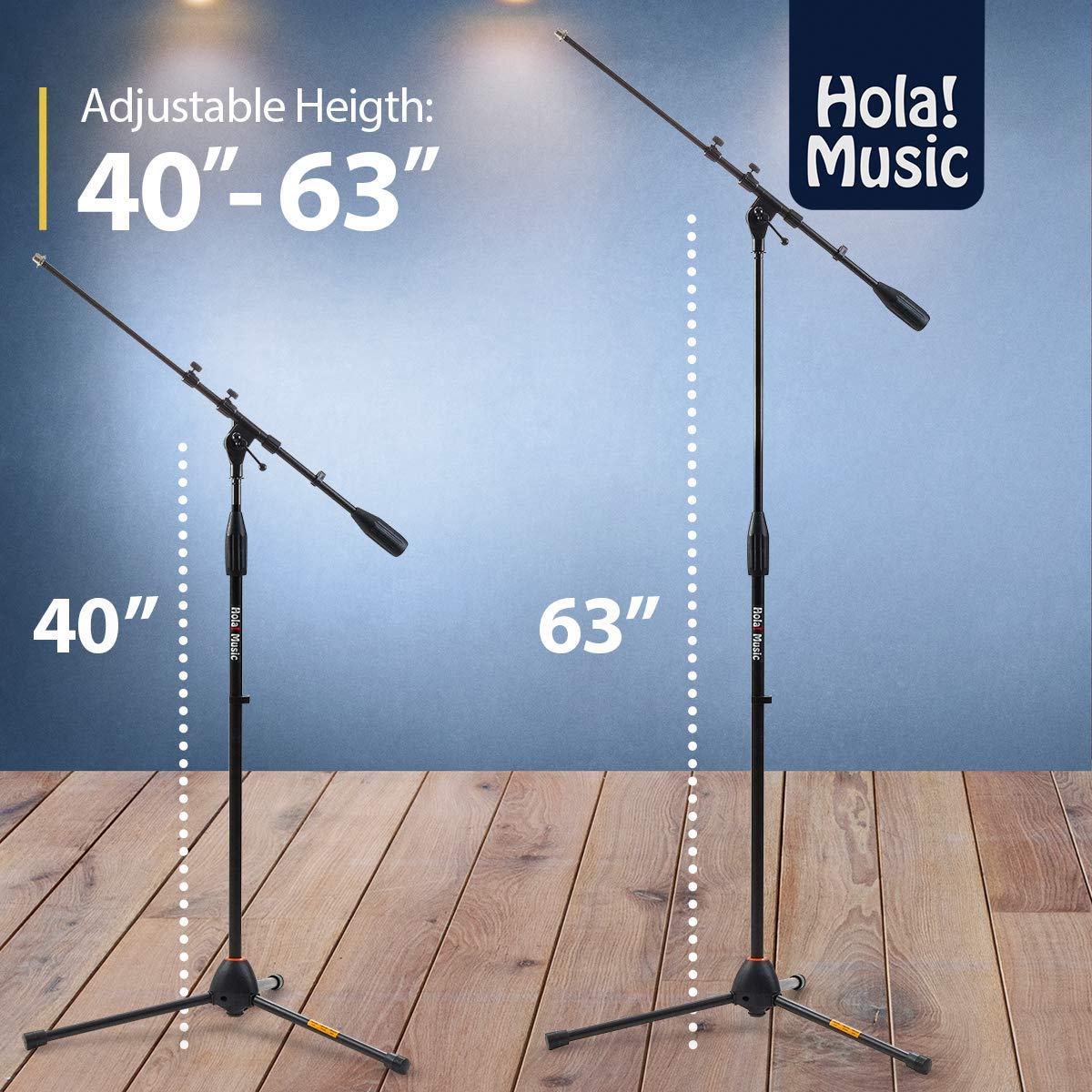 Hola! Music Mic Stand w/Adjustable Height for Home, Studio, Office or Stage Use β Weighted Base
