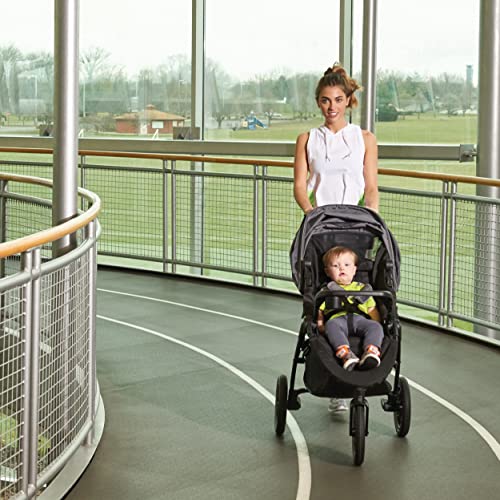 Evenflo Folio3 Stroll & Jog Travel System w/LiteMax 35 Infant Car Seat, Crossover Versatility, Ultra-Compact, Self-Standing Folding Design, 12β Air-Filled Tires, Front Wheel Swivel Lock, Avenue Gray