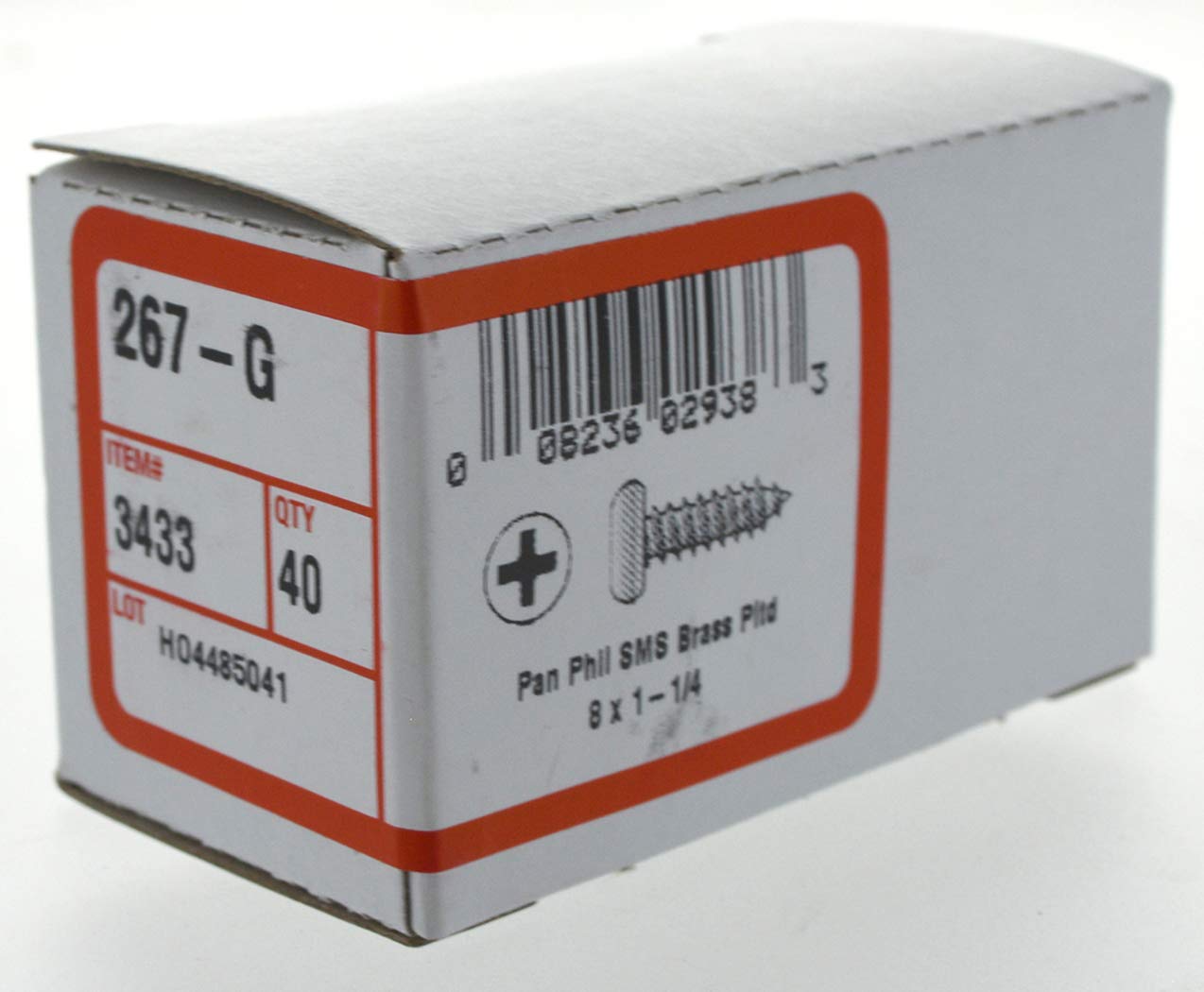 Hillman 3433 8 x 1-1/4 in. Brass Plated Pan Head Phillips Metal Screw, 40-Pack