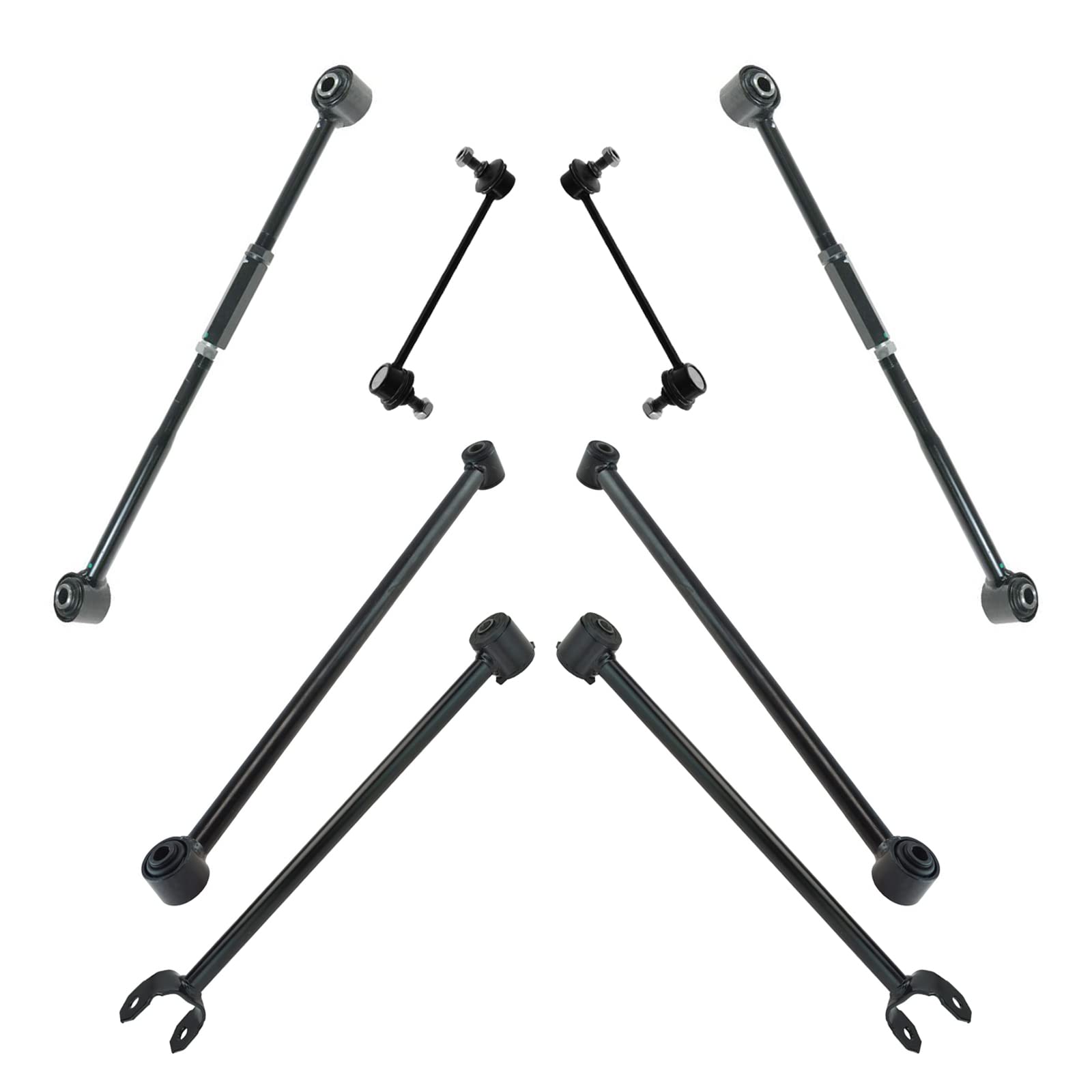 TRQ Rear Control Arm Lateral Link Sway Bar Suspension Set 8pc Compatible with Camry Avalon