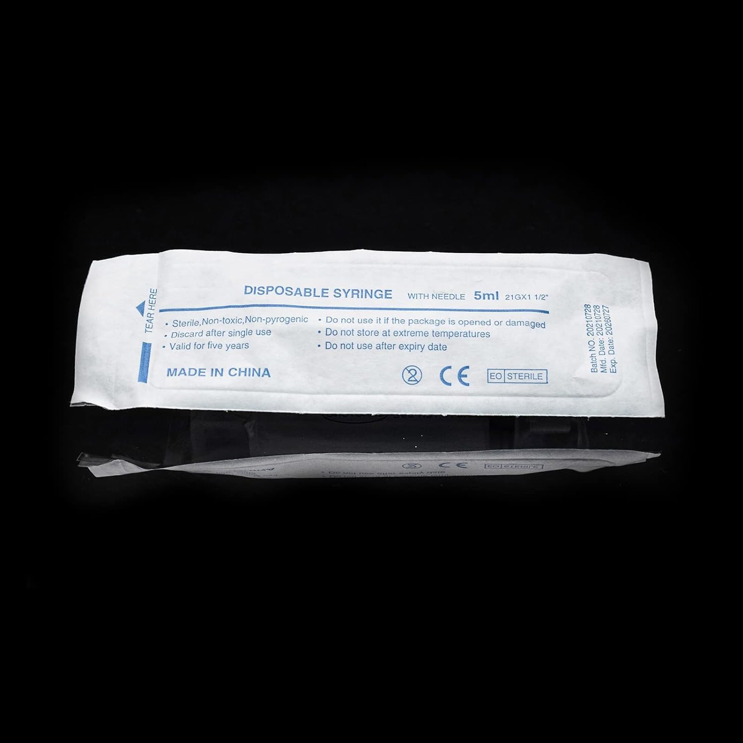 Disposable Sterile Lab Supplies 5ml Syringe with 21Ga 1.5inch Needle, Individually Packed 100Pack