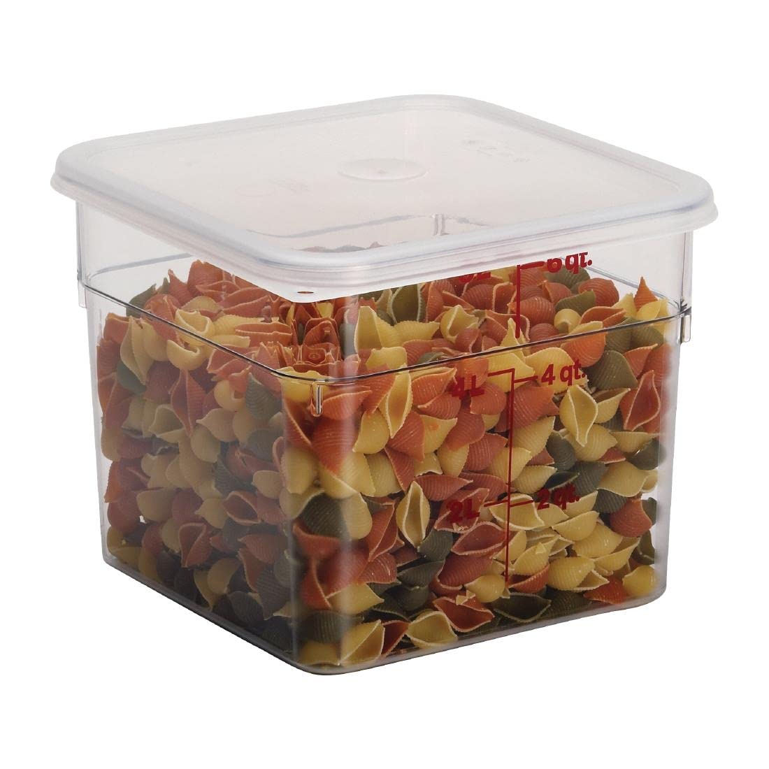 Camsquare Food Container, 6 Qt, 8-3/8'' X 8-3/8'' X 7-1/4'', Clear, Orange Graduation, (6 Pieces/Unit)