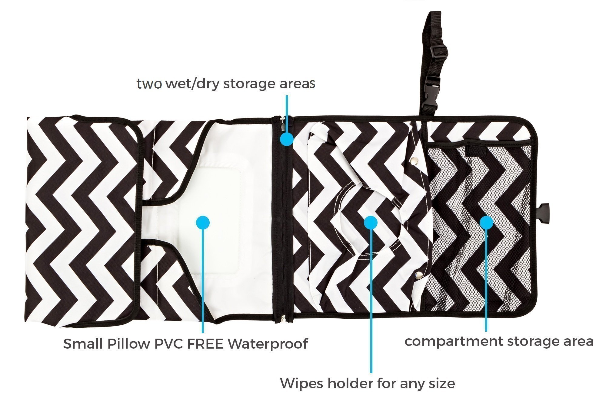 Skeddadles Baby Portable Changing Pad, 2 Wet/Dry Storage Areas, 2 Bags in 1!