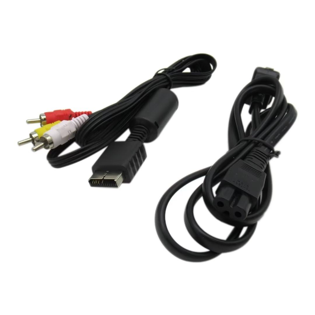 Hookup Connection Kit Regular Power Cord AV Cable For Sony Playstation 1 2 3 PS1 PS2 PS3 PSX Original FAT Gaming Systems Console Bundle Set Accessory