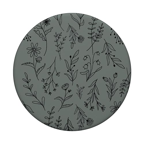 Dusty Sage Green Wildflower Floral Flower Pattern PopSockets Standard PopGrip