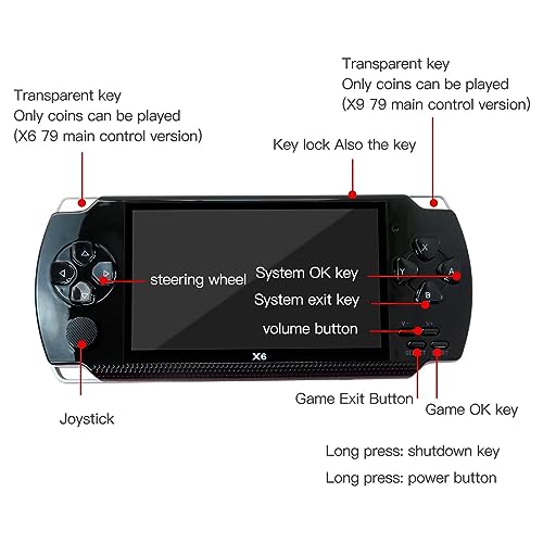 Black Handheld Game Console 4.3 inch Retro Games Consoles Classic Video Games Built-in Preinstalled Rechargeable Battery Portable Style Gaming Consoles