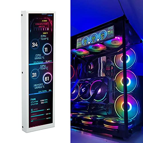 Asixxsix Computer Temp Monitor, 8.8 Inch IPS USB Mini Screen Theme Editor Rotable PC Temperature Display Support CPU GPU RAM Data Weather Forecast Display for RPi Linux Windows