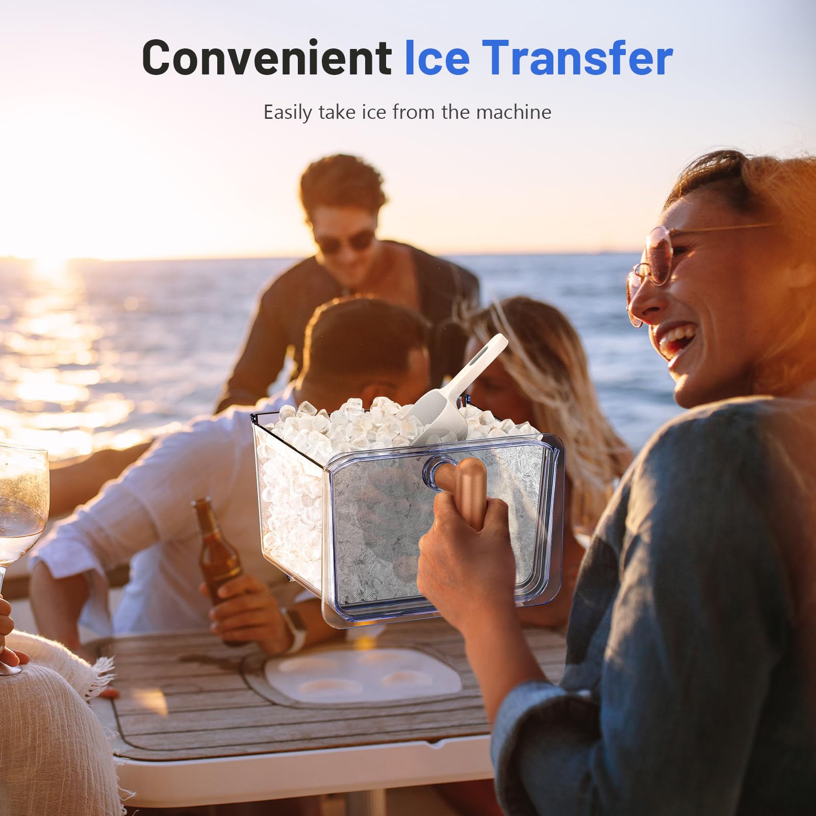 Nugget Ice Maker Countertop, 40lbs/24H, Pebble Ice Maker with Soft Chewable Ice, Self Cleaning Sonic Ice Machine, Stainless Steel w/Touch Screen, Compact Design for Home Office Bar Party-Silver