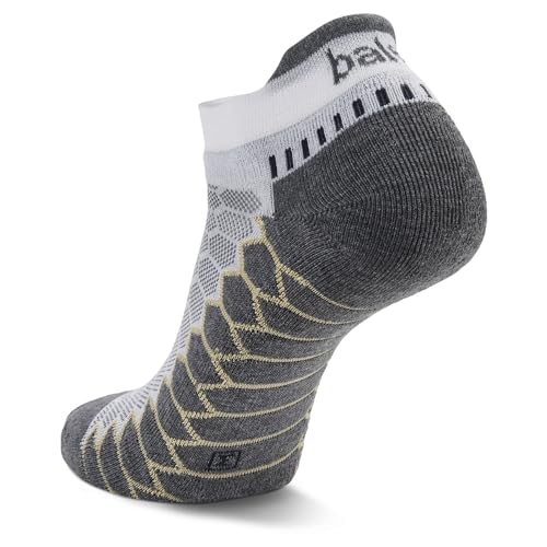 Balega Silver Compression Fit Performance No Show Athletic Running Socks for Men and Women (1 Pair), White/Grey, X-Large