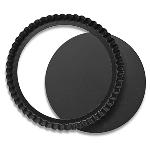 HONGBAKE Round Tart Pan 9 Inch with Removable Bottom, Nonstick Quiche Baking Pan for Oven, Tarts Tin for Cheese Cakes, Desserts