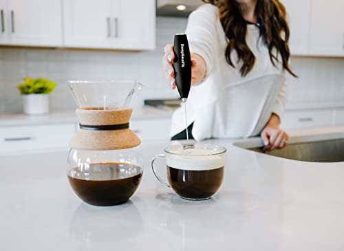 DeepSeaFit Hand Blender & Mixer for Pre-Workout, Protein, Formula, Powder Supplements, Coffee Art, Mixer Stick, Hand Mixer Electric, Milk Frother Batteries Included, Veteran Owned & Operated (Black)