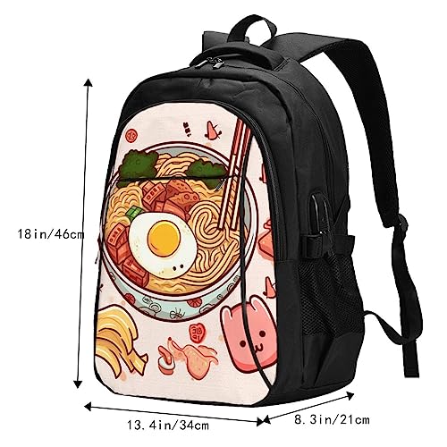 BAFAFA Delicious Sweet Ramen Printed Backpack Laptop Bookbag With USB Charger Daypack For Travel Business