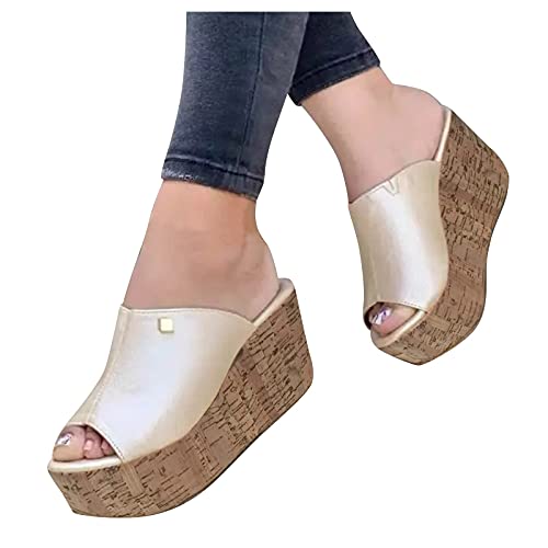 Askelly Orthopedic Sandals for Women Wedges Sandals Platform Casual Summer High Heels Open Toe Espadrilles Sandals