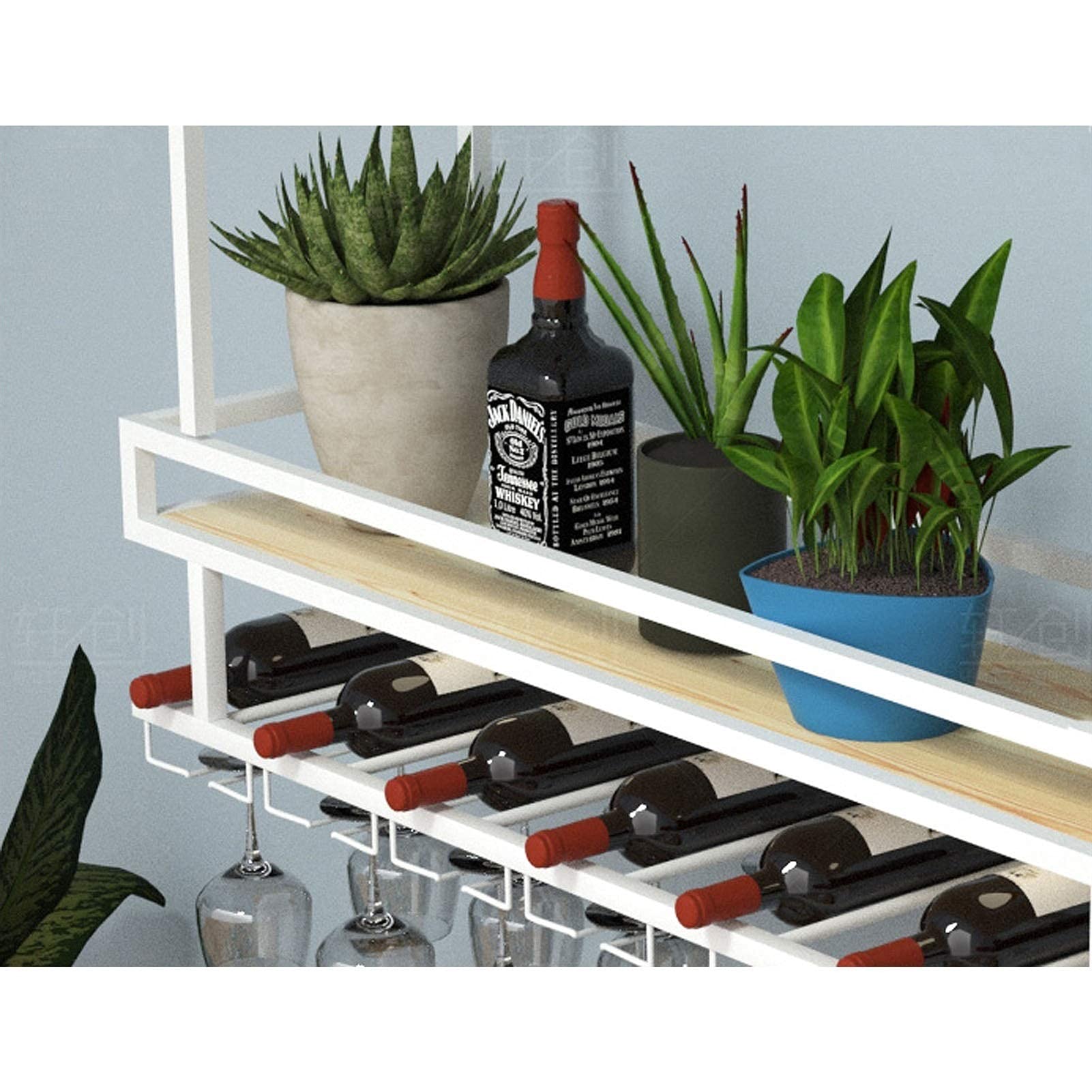 BDDIE Wine Racks,Ceiling Shelf Style Ceiling Wine Rack,Wine Rack Hanging Wine Glass Racks Stemware Holder, for Bars,Restaurants,Kitchens/100 * 30 * 80Cm