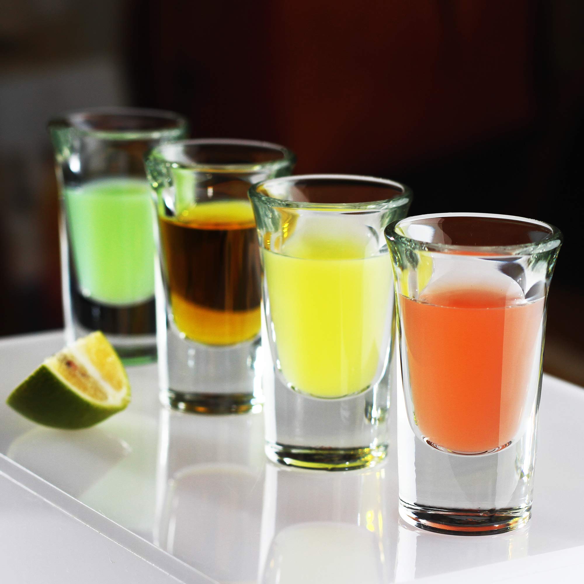 BaveL Shot Glass Set of 6,Heavy Base Clear Shot Glass, Great for Whisky Brandy Vodka Rum and Tequila Shot Set (0.9 OZ)