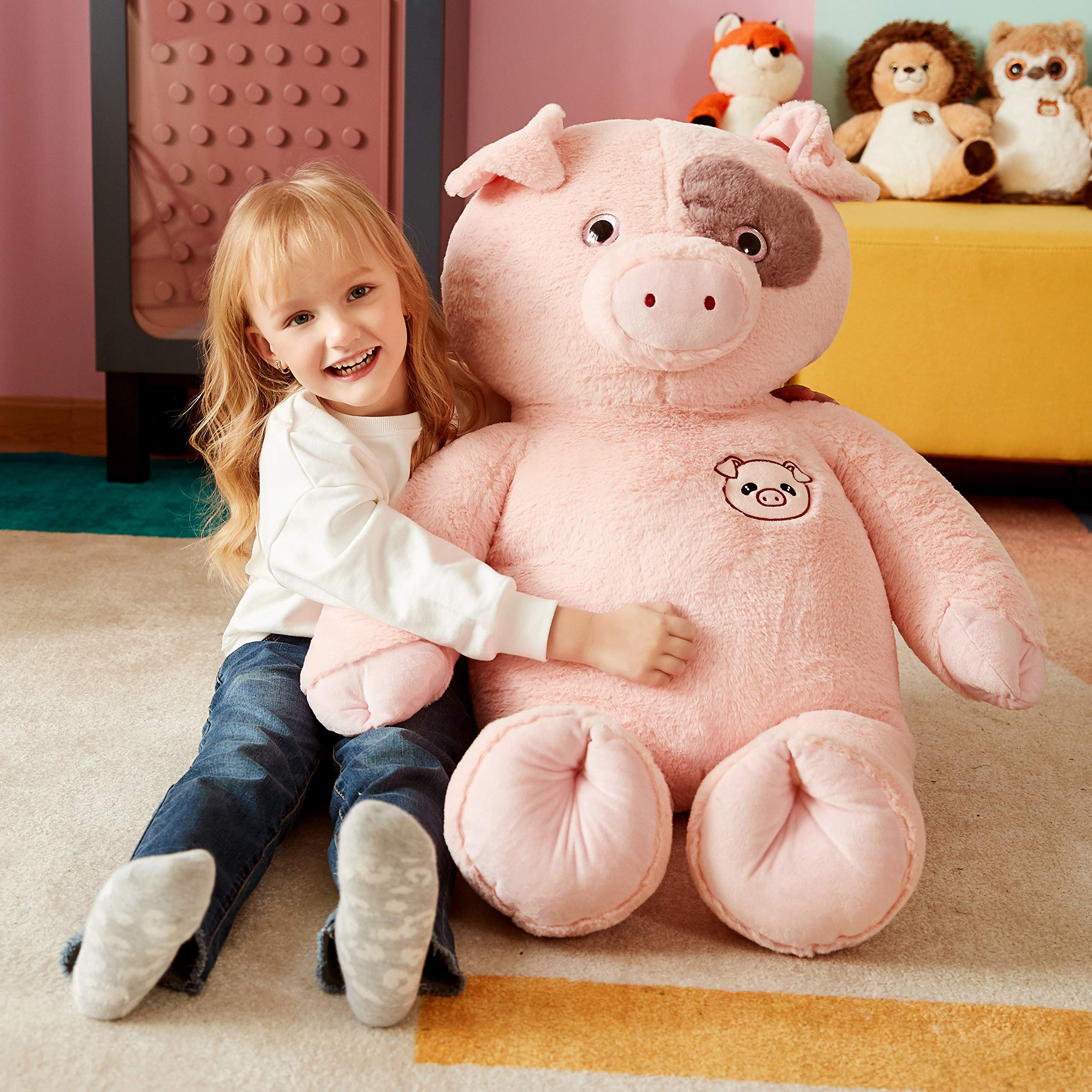 IKASA Stuffed Toy Jumbo Pig, 30'' Plush Animal, Premium Quality Soft Toy for Kids, Gift for Birthday or Holiday