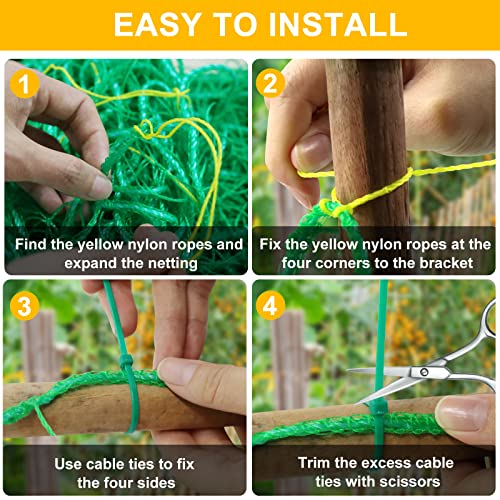 Garden Trellis Netting for Climbing Plants Outdoor, 6.6x16.4 FT Plant Netting for Cucumber, Tomato, 27 Strands Trellis Net with 4x4 Inch Mesh as Vegetable Netting for Grape, Bean