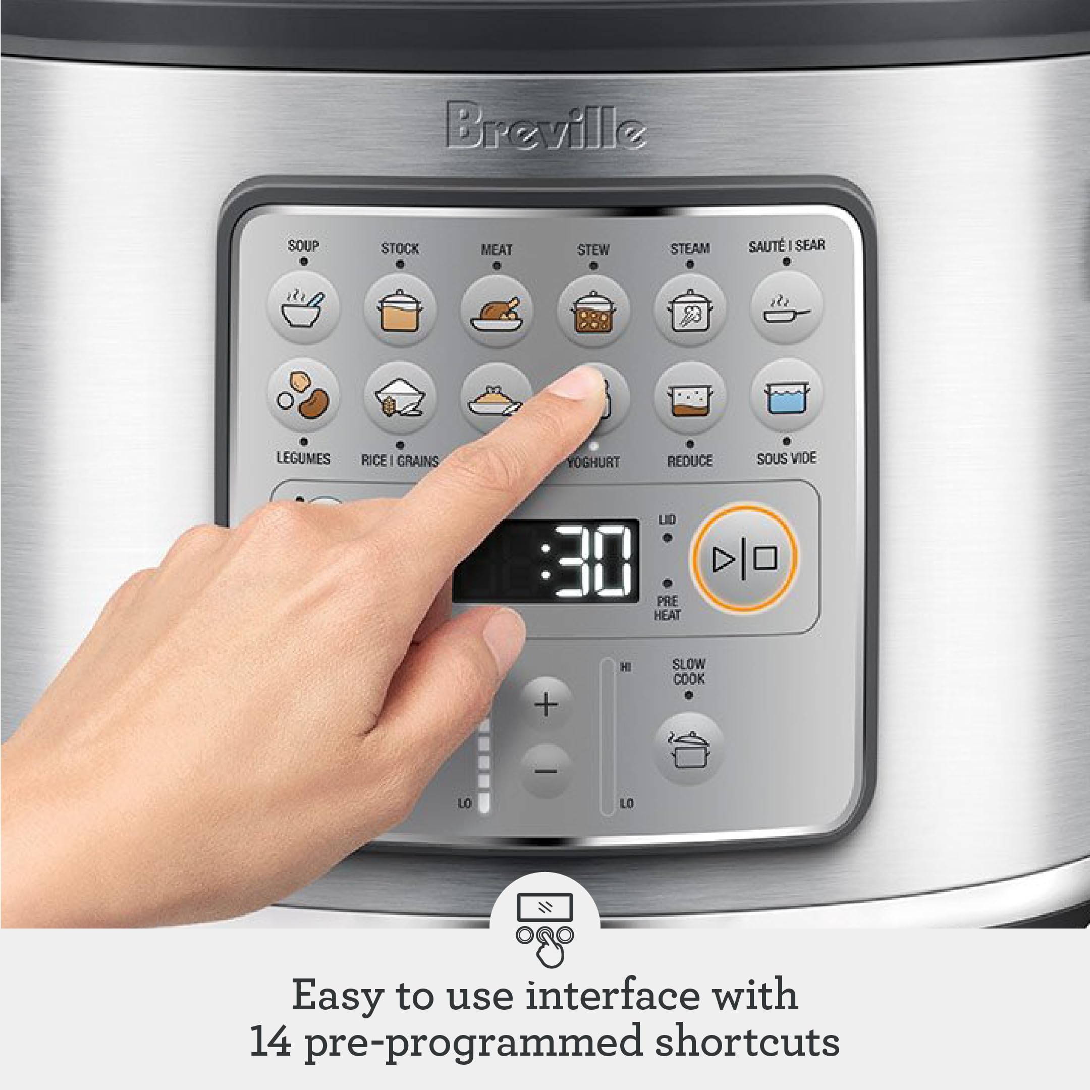 Breville the Fast Slow GO™ Slow Cooker, BPR680BSS, Brushed Stainless Steel