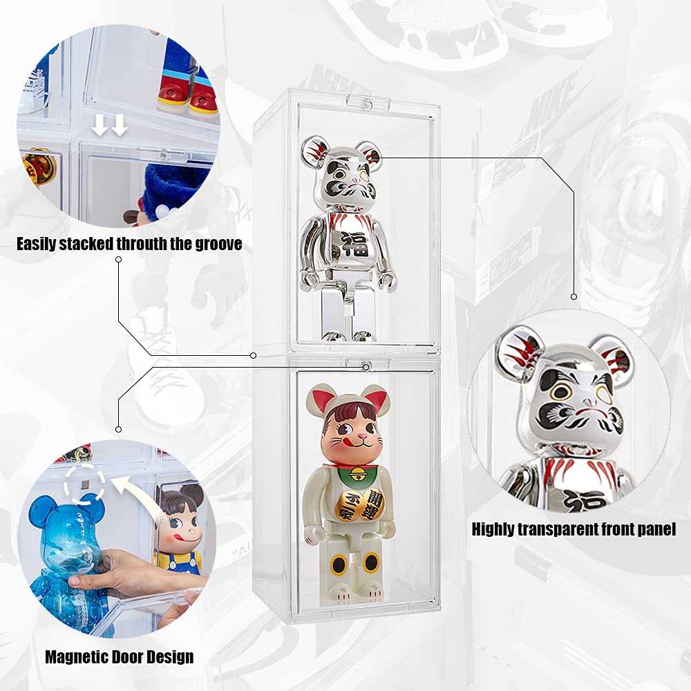 GOTO White Display Storage Case only Front Clear, Assemble Display Box, Dustproof Protection Show Case for Action Figures, Garage Kits, Legos, Collectibles, Bearbrick Toys (1 X 400%, 12L)