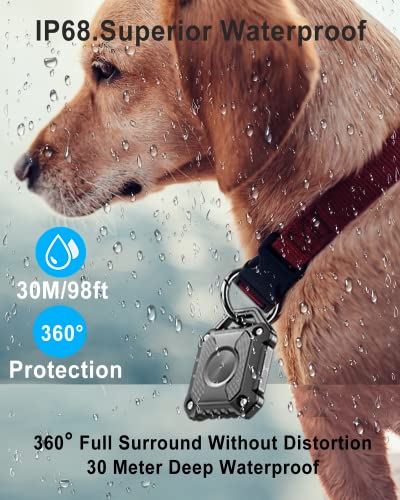 DEERLET IP68 Waterproof Airtag Holder 2 Pack,Hard TPU Airtag Keychain, 360° Full Protection Airtag Case with Key Chain for Key,Luggage,Dog Collar, Compatible Apple Air tag.