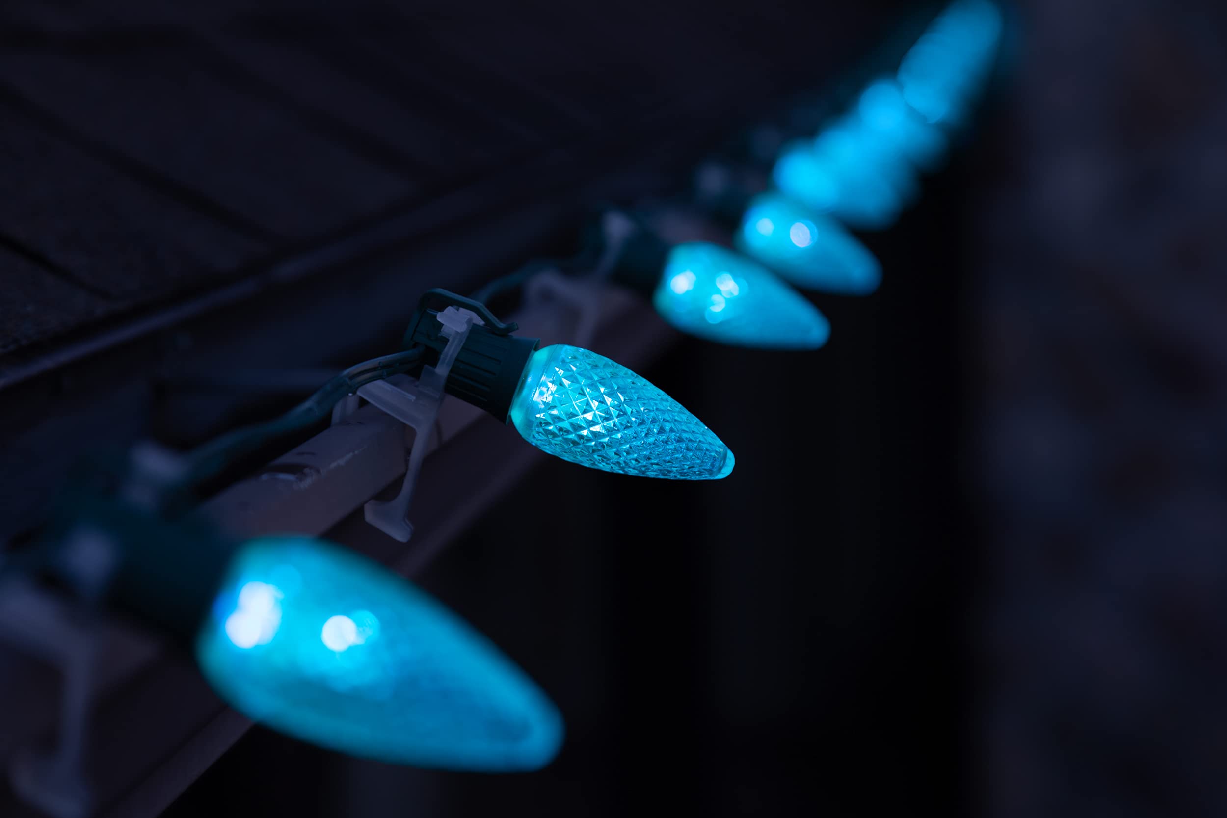 HLO Lighting Set of 25 Teal C9 Christmas Lights | Faceted C9 LED Christmas Light Bulbs for Indoor & Outdoor Use | Durable C9 LED Lights | Replacement C9 Bulbs
