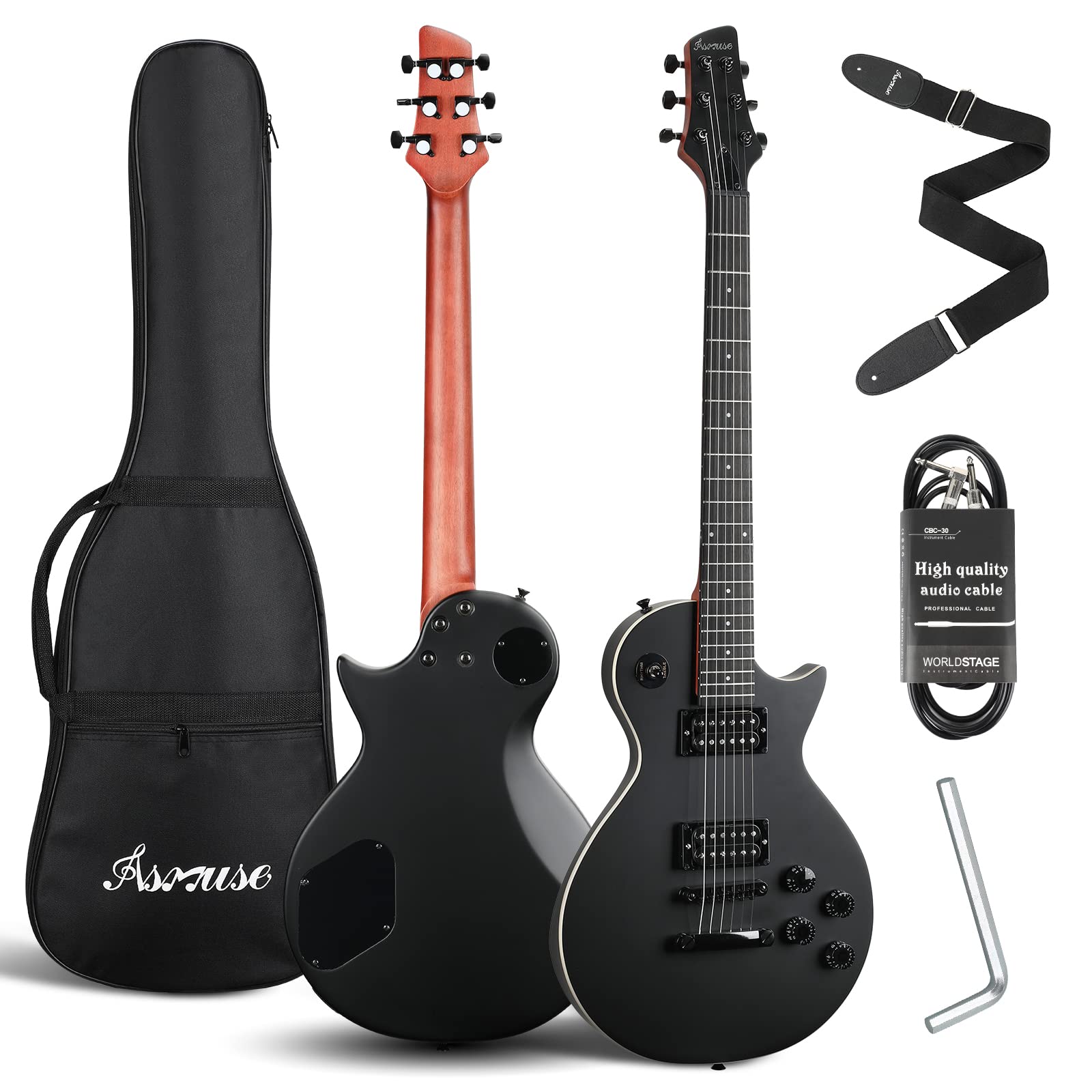 Asmuse 39 Inch LP Electric Guitar Kit, Solid Body Les Paul Style Electric Guitar With Volume/Tone Controls, 3-Way Pickup (Sunburst)