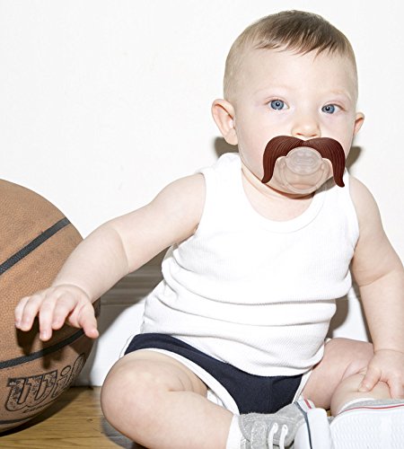 Hipsterkid Mustachifier Pacifier 0-6 Months | BPA-Free, Orthodontic Silicone Nipple | Cute, Funny, Mustache Binkies | Gift for Babies, Newborns, Infants, Toddlers (Cowboy)